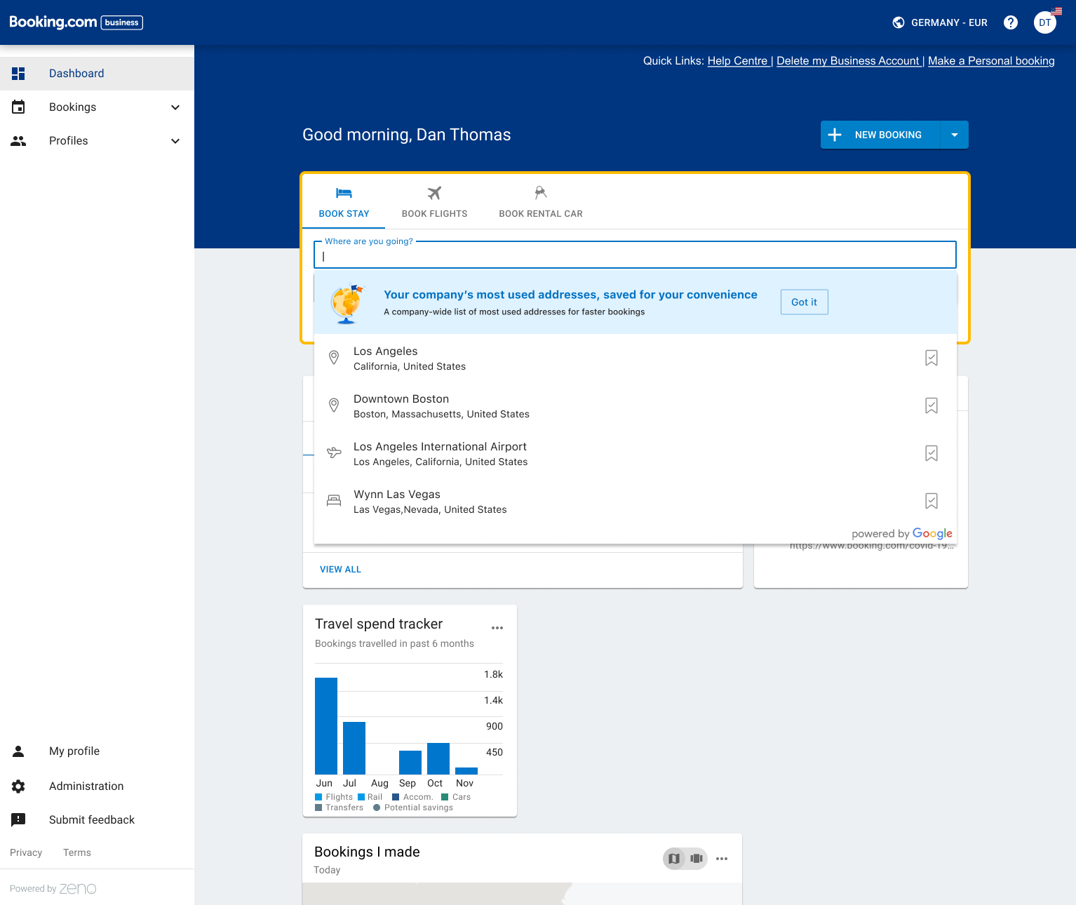 How can I access my saved addresses? – Booking.com for Business