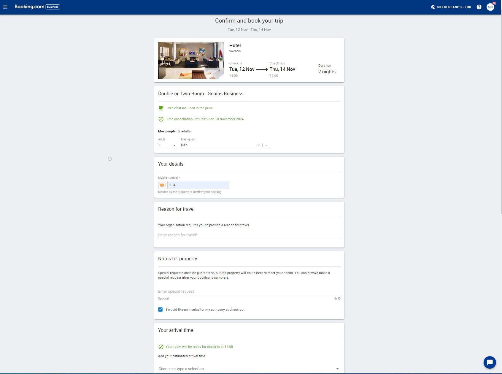 Een accommodatieboeking maken – Booking.com for Business