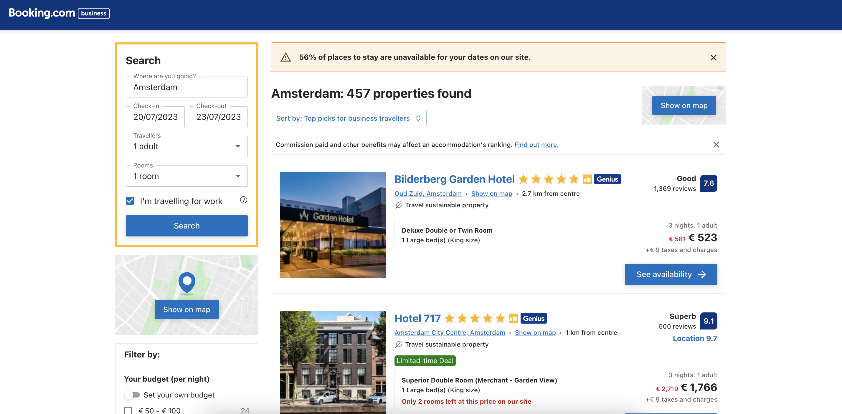 Een accommodatieboeking maken – Booking.com for Business