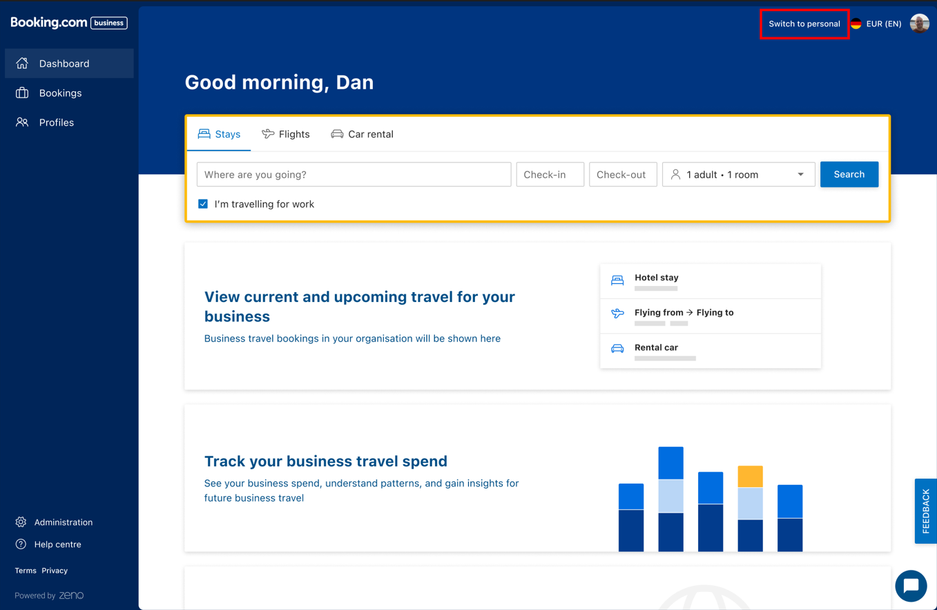 Accessing my personal account – Booking.com for Business